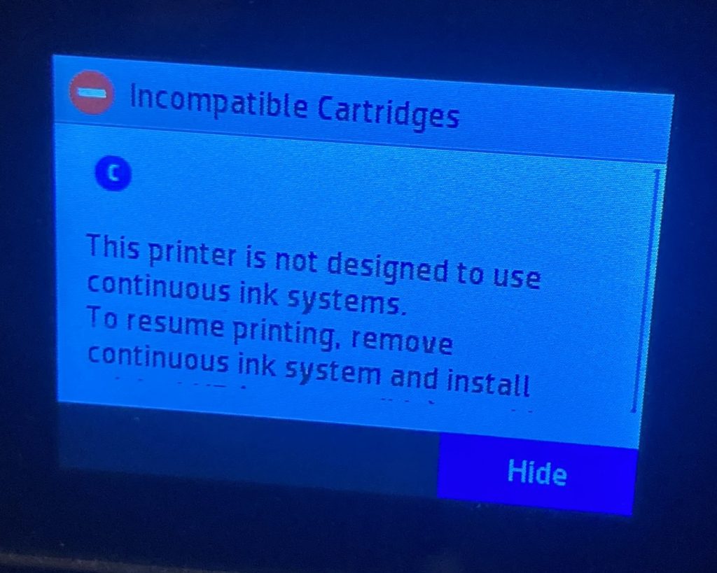 How to Resolve a “Cartridges incompatible, incorrect, or not intended ...