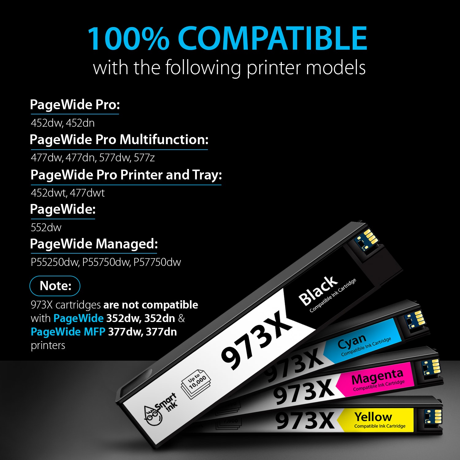 Get compatible HP 973 4 pack ink cartridges - Smartink.pro