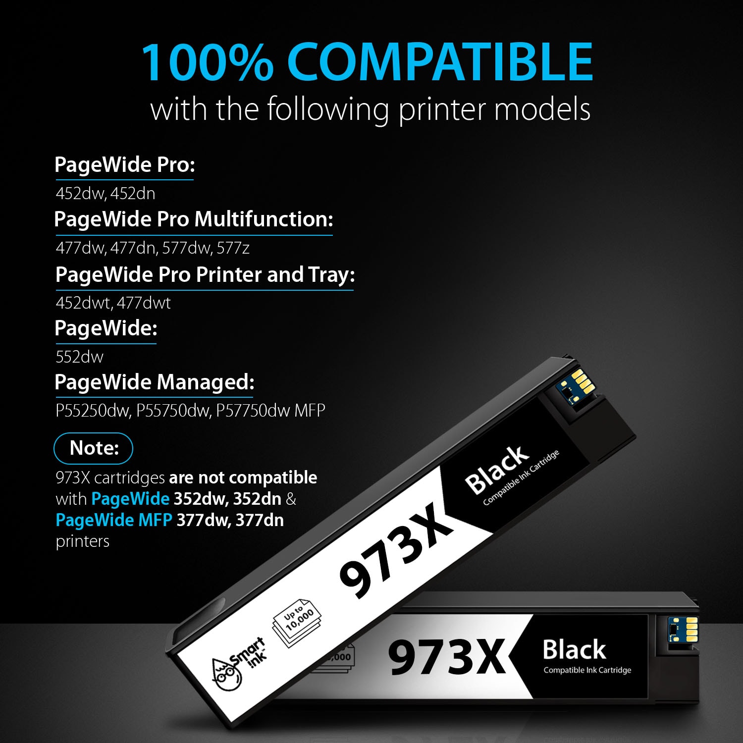 Get compatible HP 973X 2 black pack ink cartridges - Smartink.pro