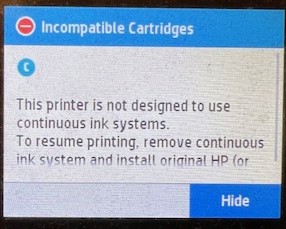 How to Resolve a "Incompatible Cartridges. This Printer is Not Designed ...
