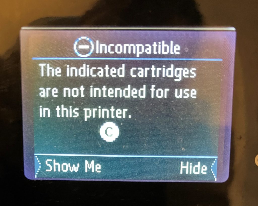How to Resolve a "Cartridges incompatible, incorrect, or not intended ...