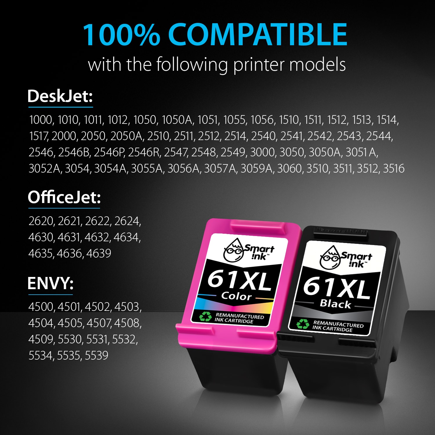 Get remanufactured HP 61 XL Ink Cartridges (2 piece combo) | Smart Ink