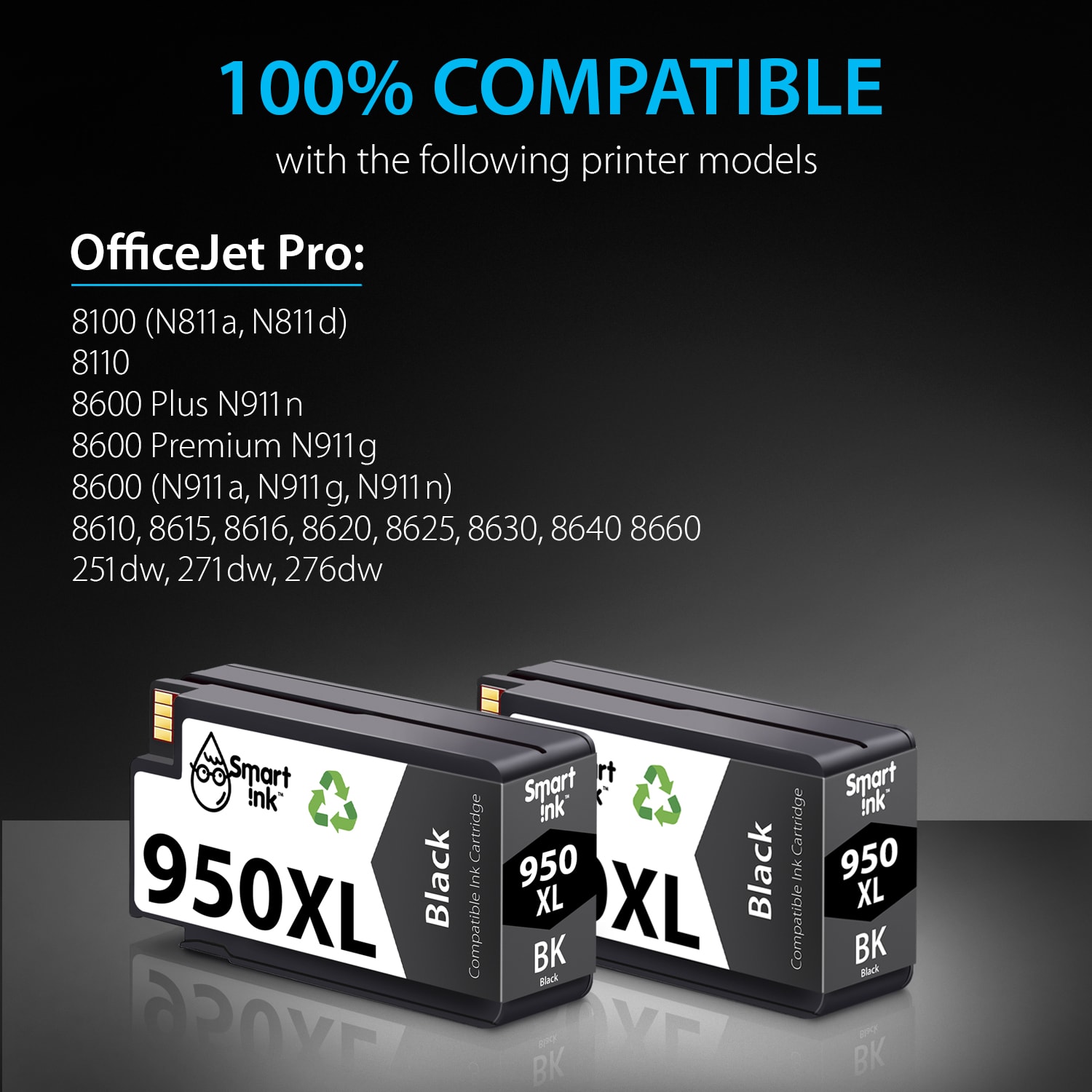 Get compatible HP 950 XL Black Ink Cartridges (2 pieces) | Smart Ink