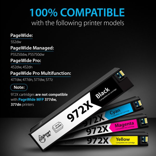 Get compatible HP 972X Ink Cartridges (4 Pack Combo) | Smart Ink