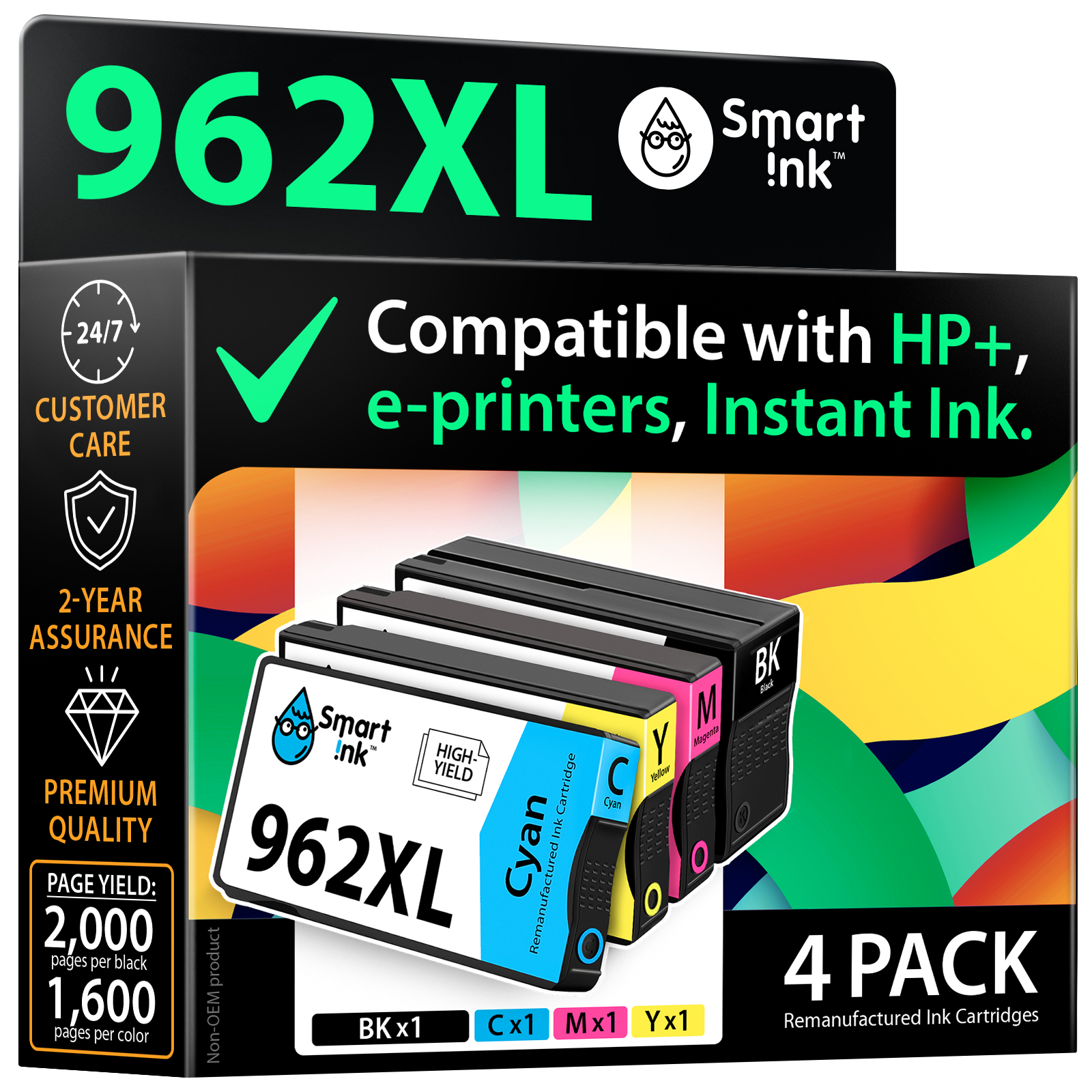 Remanufactured Ink Cartridge Replacement for HP 962XL (4 Combo Pack ...
